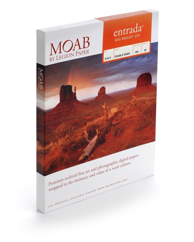 Moab Entrada Rag Bright Paper 300 - 17x22 - 25 Sheets – Looking Glass ...